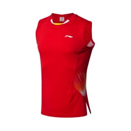 Li-Ning China Men's National Badminton Team Top Shirts - Red | LiNing ...